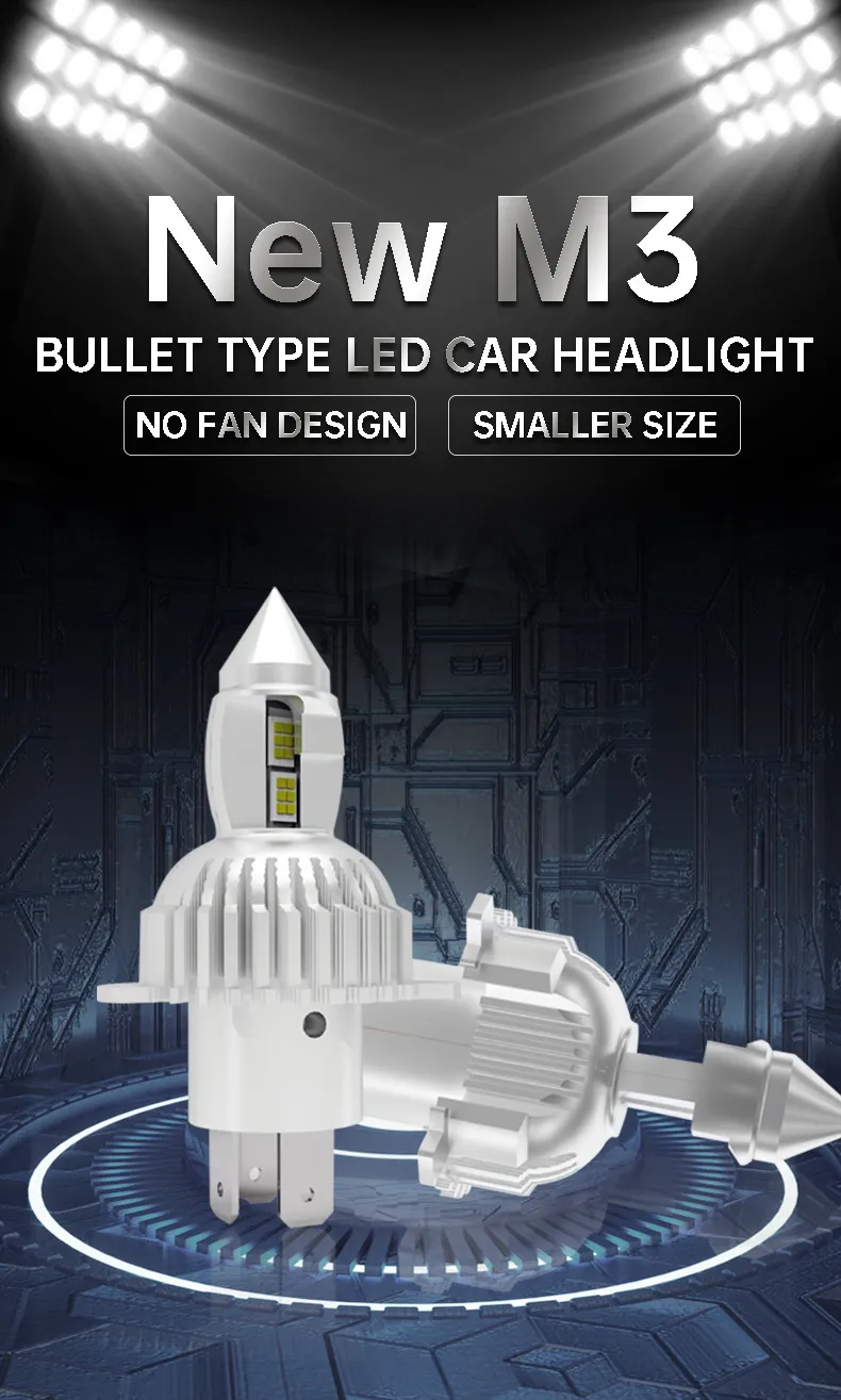 M3 LED Headlight Bulbs H4 H4L 6500K Bright White High Beam, Universal ...