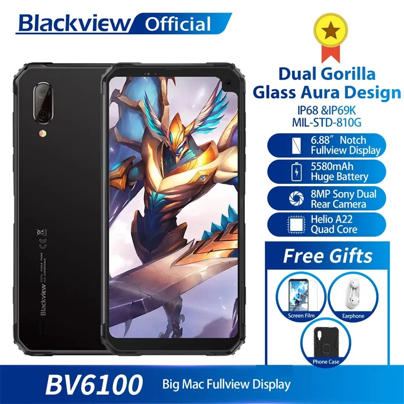 Blackview BV6100 Rugged Smartphone, 3GB+16GB, IP68 Waterproof Phone ...