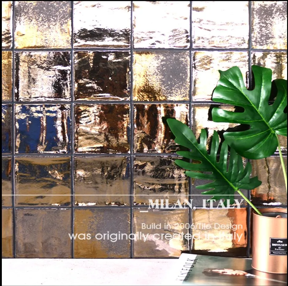 Metal Glaze Handmade Tiles Kitchen Background Wall Bricks Northern Europe Bathroom Ceramic Tile ...