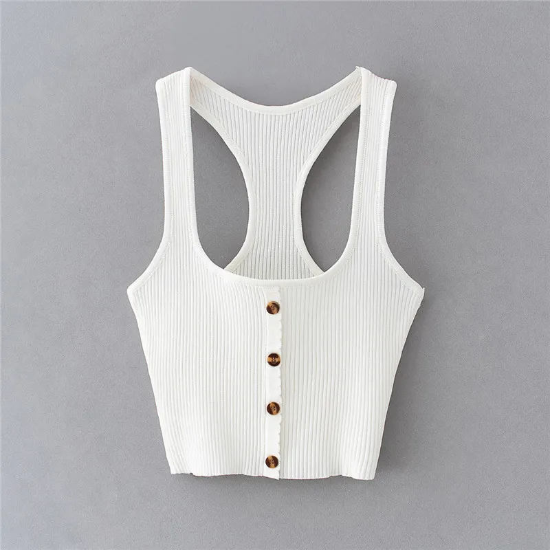 Fashion Women's Casual Sexy Chest Crop Top, Single-Breasted Slim Tank ...