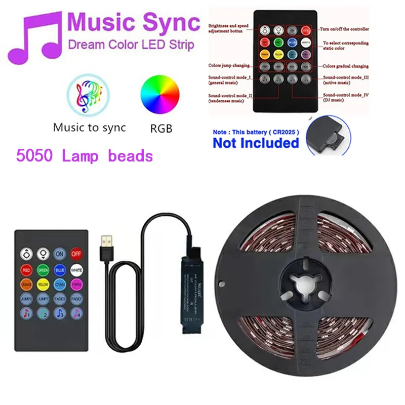LED Strip Light USB Bluetooth 5050 RGB Light SMD DC5V Flexible LEAD Lamp Tape Ribbon TV Desktop ...