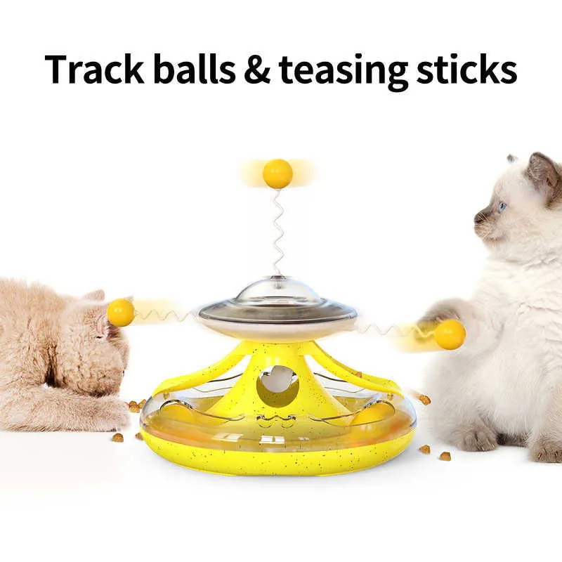 Interactive Cat Turntable Toy Rotating Food Dispenser With Balls And ...