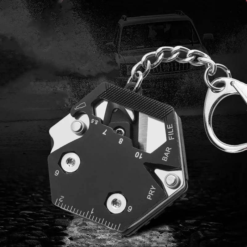 Multitool Keychain EDC Kit - Foldable Hex Key Set, Screwdriver, Bottle ...