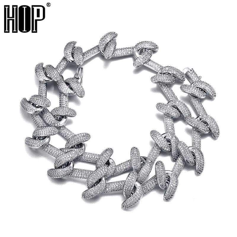 Gothic Cuban Link Chain Necklace 20mm Iced Out Bling Rhinestone Copper ...