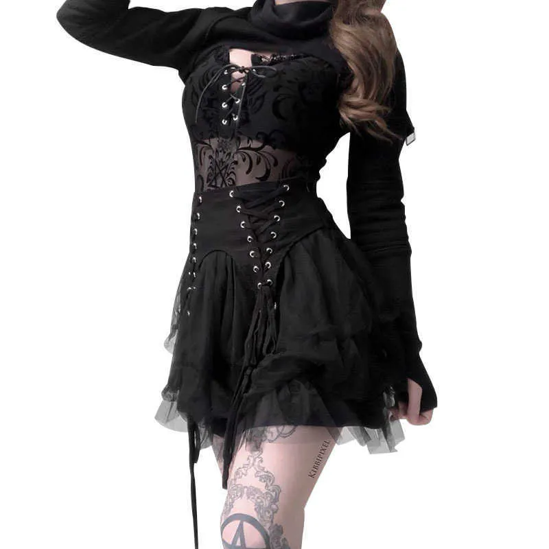 Goth Combi Et Body Vêtement Sexy Body Traf Cyber Y2k Baddie Vêtements ...