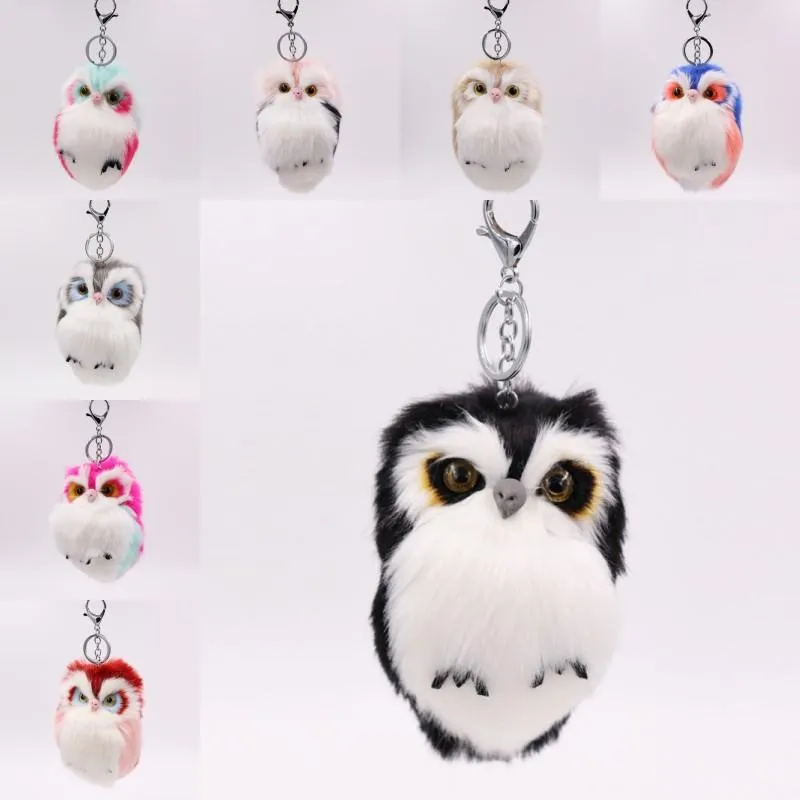 Fashion Fluffy Owl Keychain Pendant for Women 8 cm Faux Rabbit Fur ...
