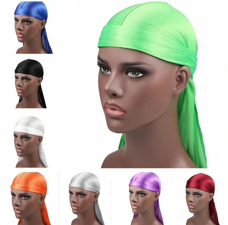 Fashion Men Durags Silky Durag Mens Hat Hats Caps Satin Bandana Turban