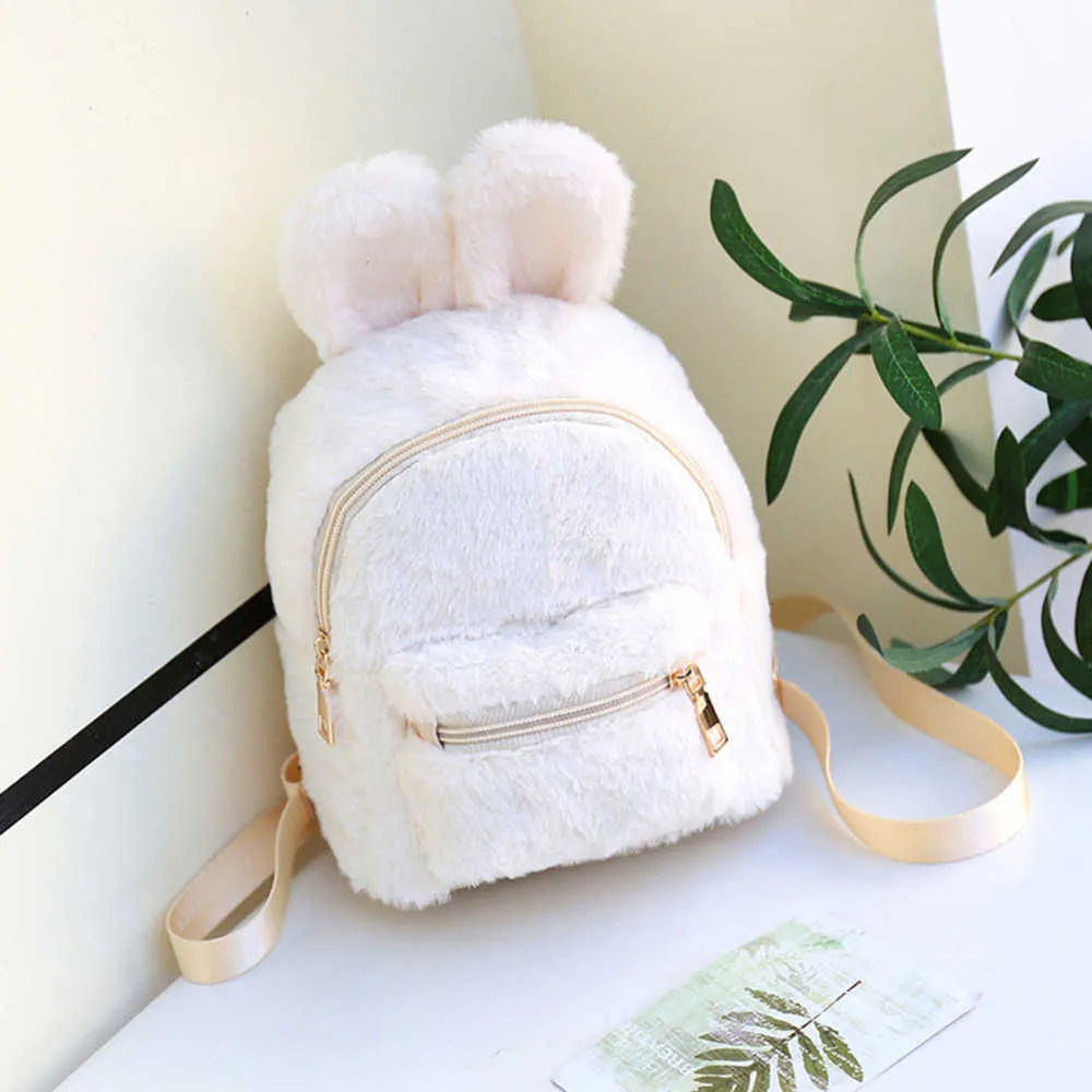 Plush Faux Fur Mini Bunny Backpack With Rabbit Ears For Girls Perfect ...