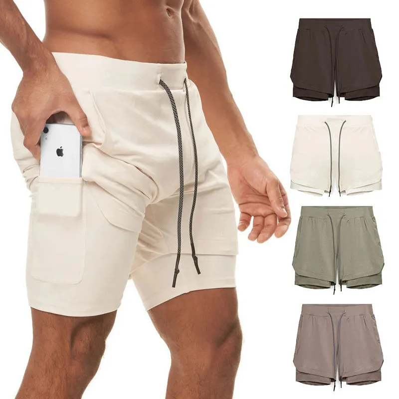 Men's Double Layer Running Shorts - Breathable, Quick Dry Sports Shorts ...