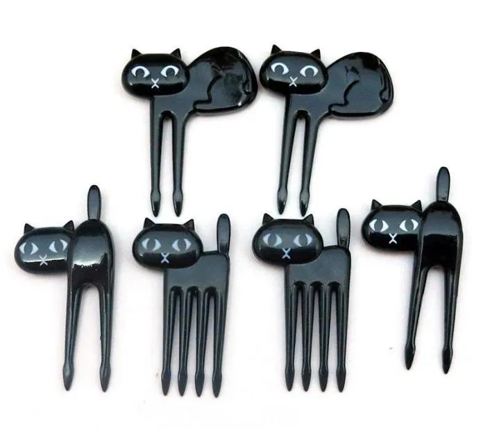Cute Cartoon Dessert Forks Set, Black Kitten Design,... From ...