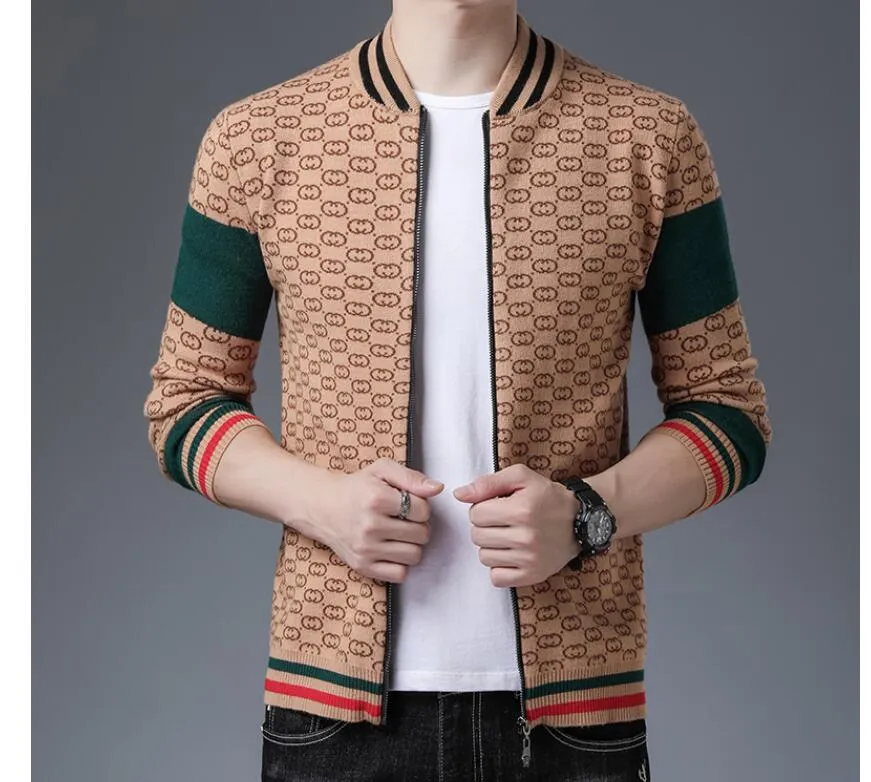DHgate.com:Mens Zipper Knit Cardigan, Casual Baseball Collar Long ...