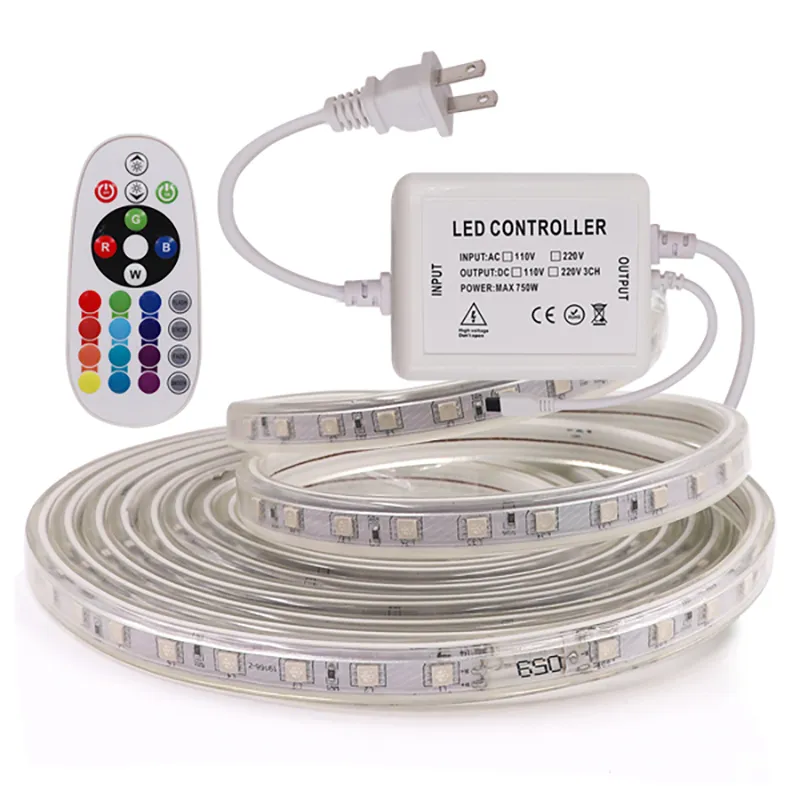 Led Strips 10M 50M 110V/220V High Voltage SMD 5050 RGB Led Strips ...