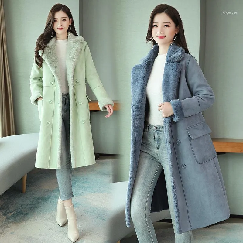 Womens Fur And Faux Fashion Leather Suede Sheepskin Long Coat Women