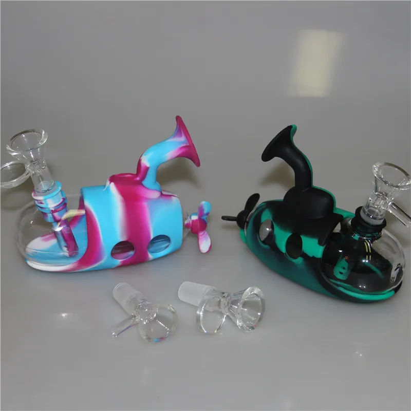 Glass Bong Hookah Dab Rig Submarine Smoking Pipe Silicone Hand Spoon ...