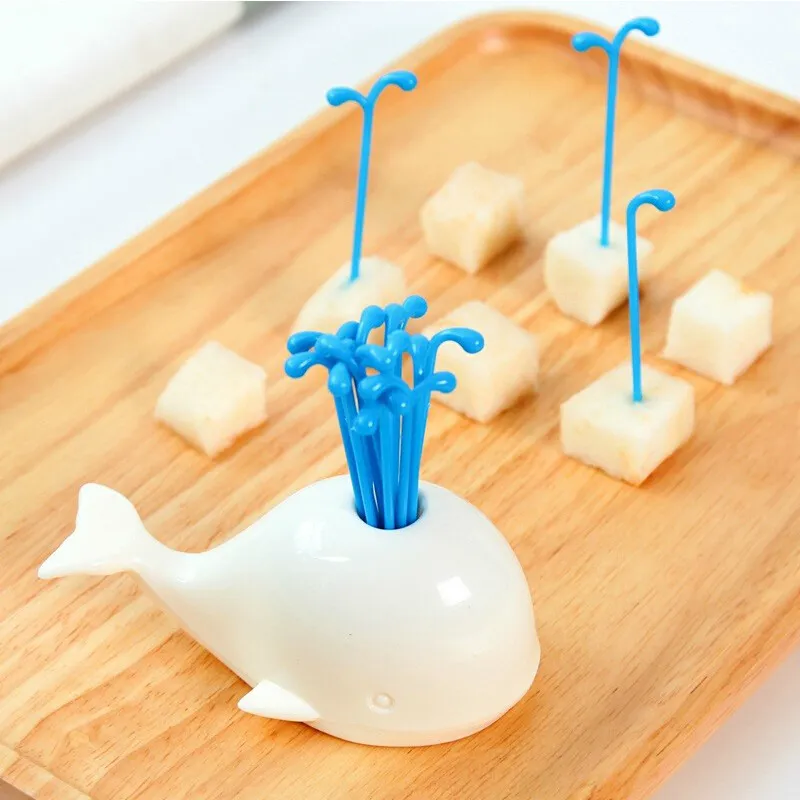 Cute Beluga Whale Fruit Fork Mini Cartoon Children Snack Cake Dessert ...