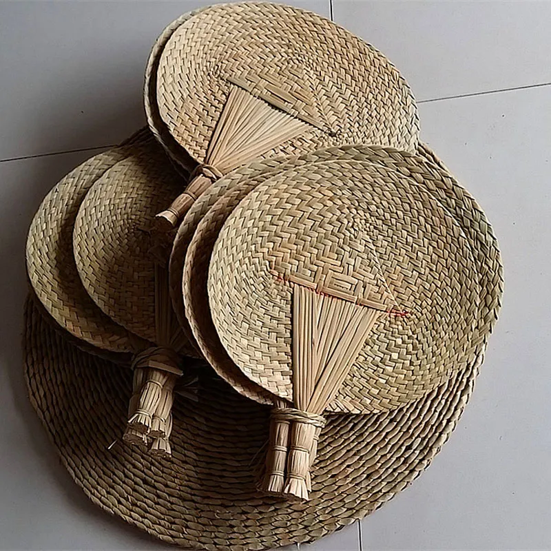 Handwoven Palm & Cattail Leaf Fan Lightweight Paddle Hand Fan, Perfect ...