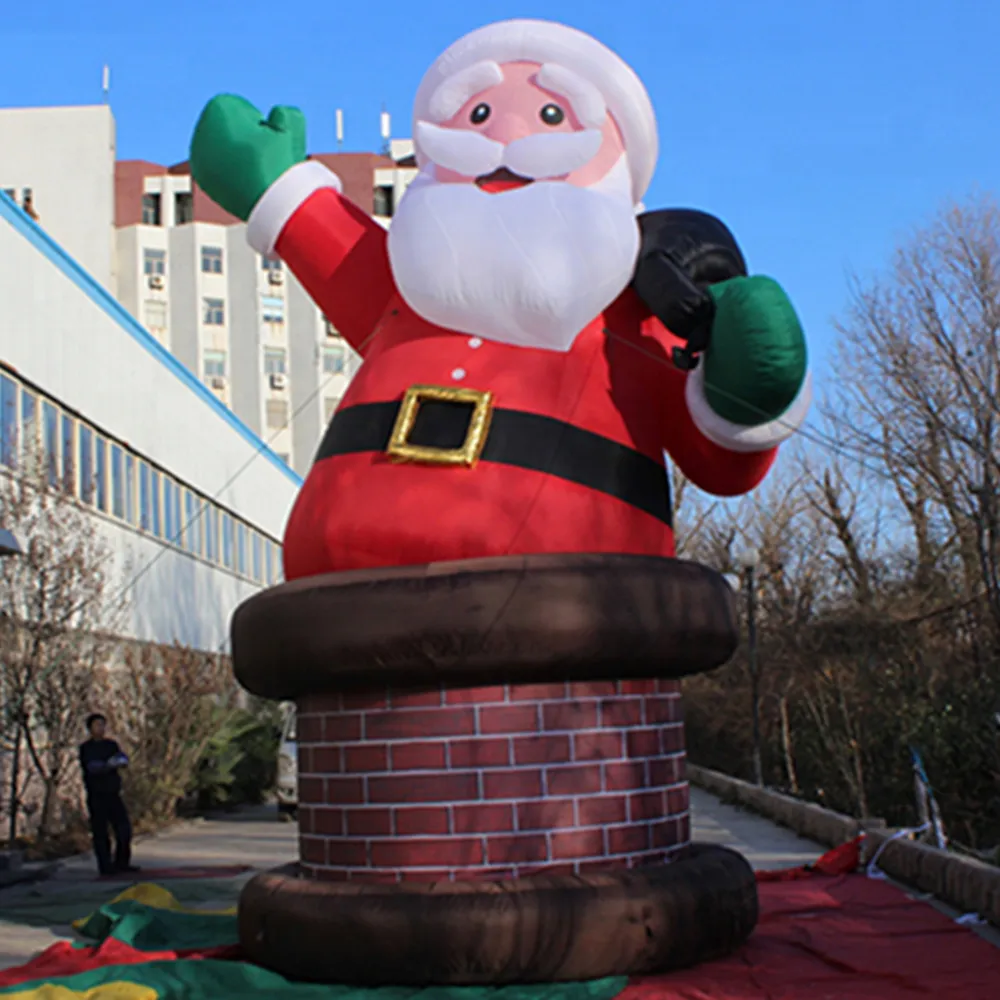 Giant Christmas Inflatable Santa - Climbing Chimney Decoration, Outdoor ...