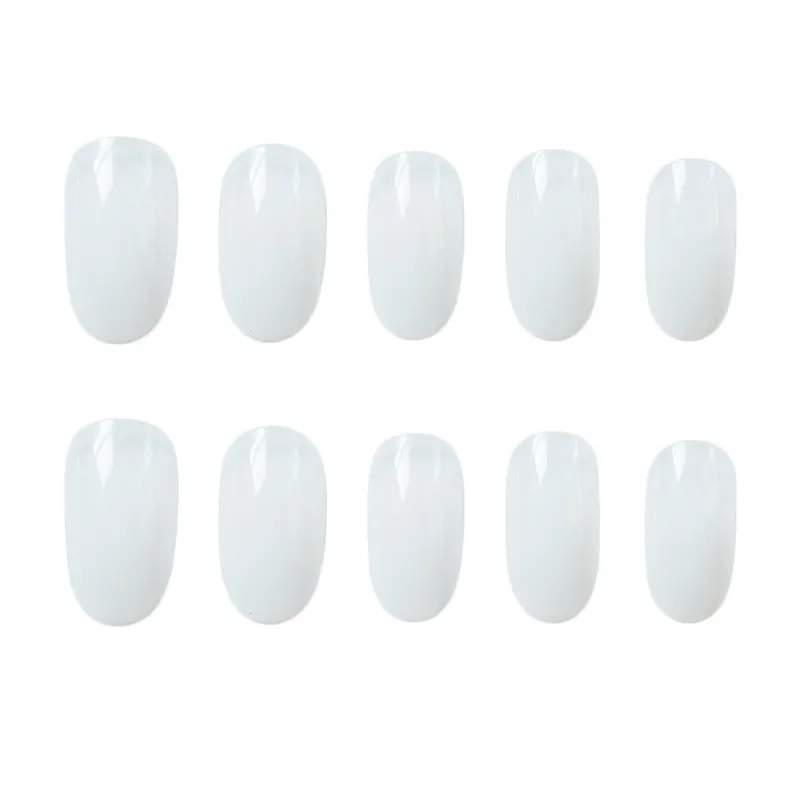 Glossy White Ombre French Nails Acrylic Press-On Short Square Full ...
