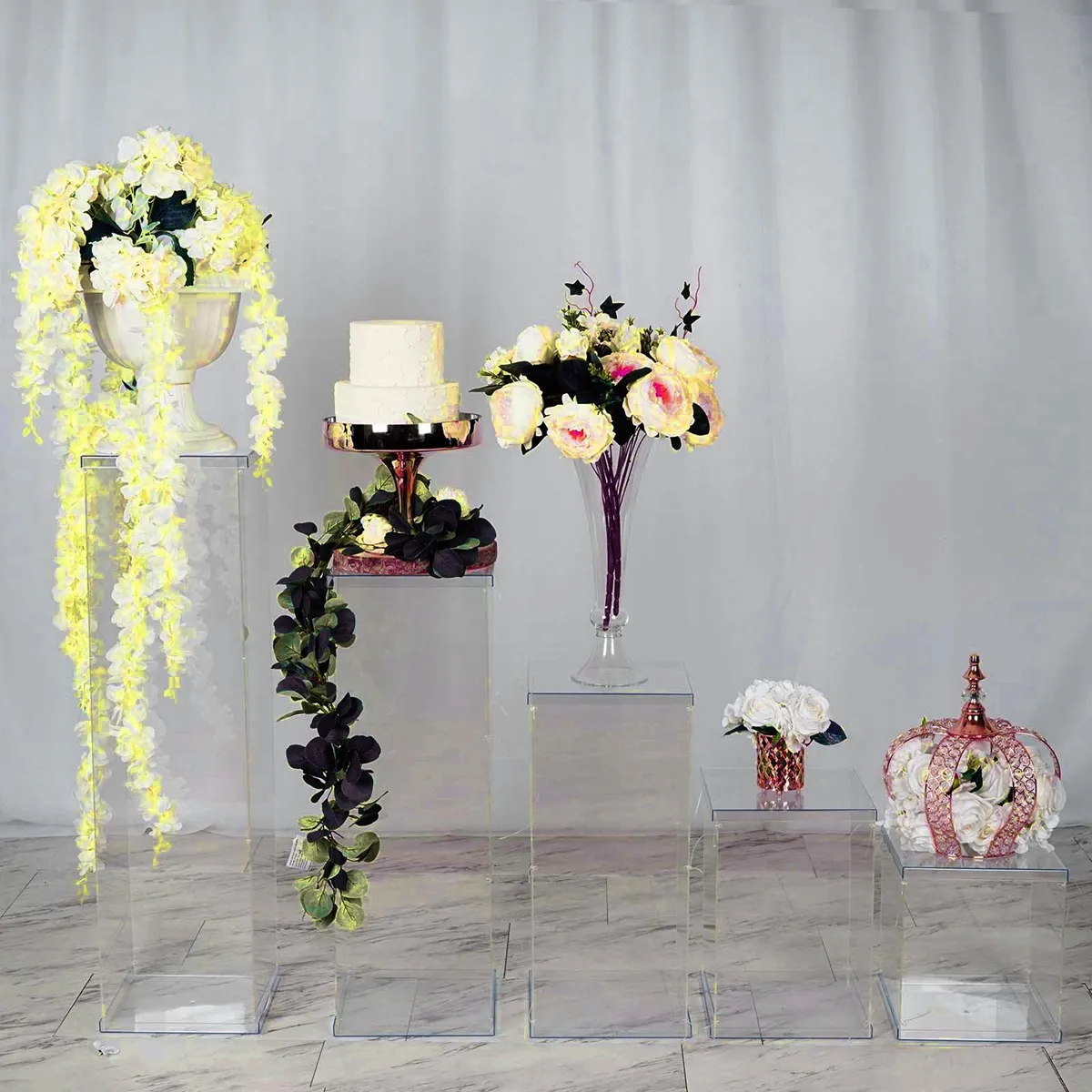 Translucent Wedding Pedestals YALLOVE Set Of 2, 60CM Tall Acrylic