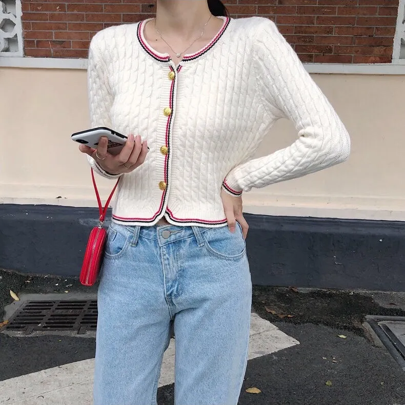 Striped White Weed Lace Knit Primark Ladies Cardigans With Elegant ...