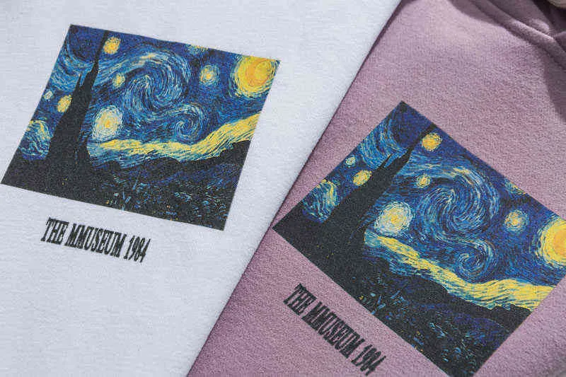 Gonthwid Van Gogh Yıldızlı Gece Baskı Polar Hoodies Tişörtü Streetwear ...