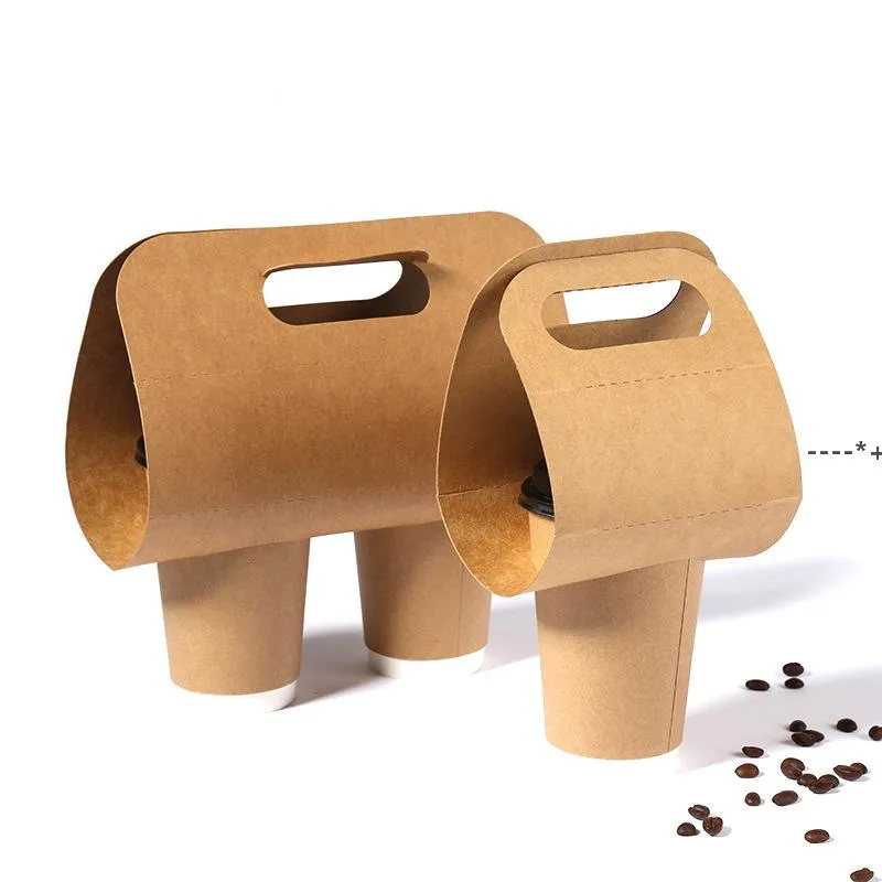 Portable Paper Cup Holder Set With Disposable Coffee Cup And Tea Kraft ...