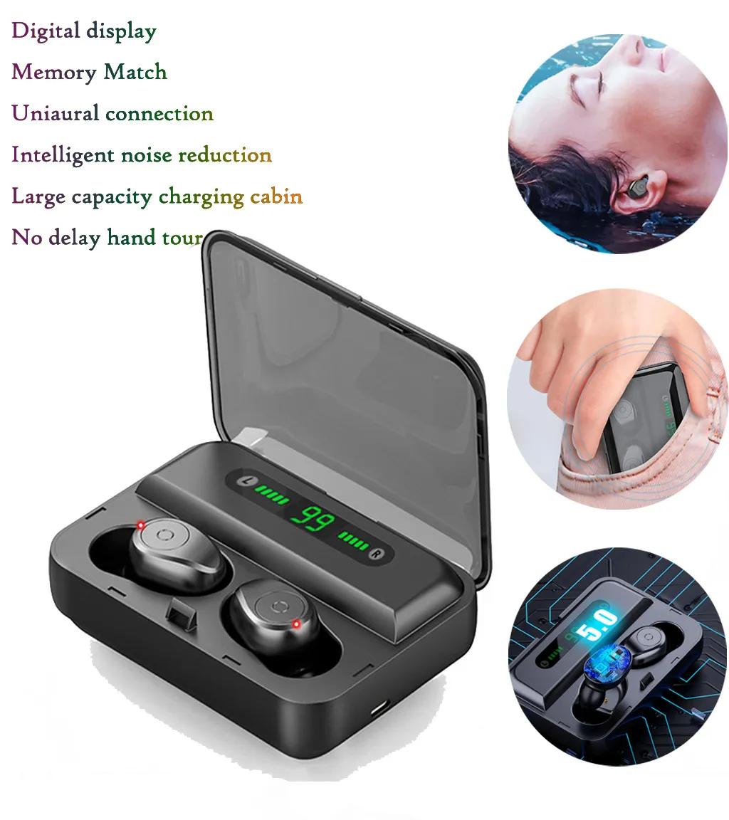F9 Wireless Earbuds: TWS Bluetooth 5.0 Earphones With LED Display ...