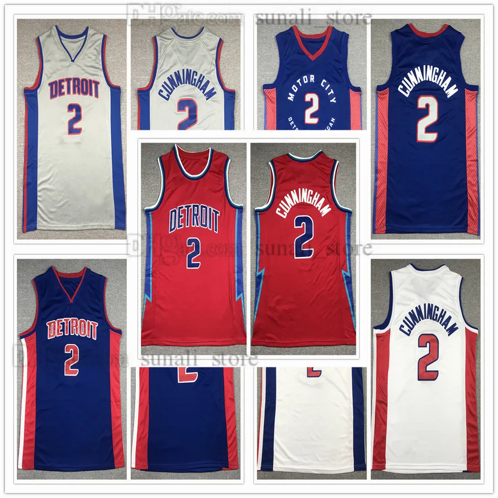 100% Stitched 2 Cade Cunningham Basketball Jerseys 2021 22 City Red ...