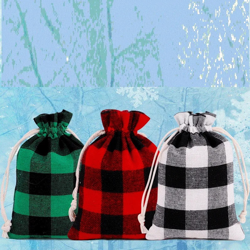 Linen Fabric Christmas Drawstring Fabric Christmas Gift Bags For Candy ...