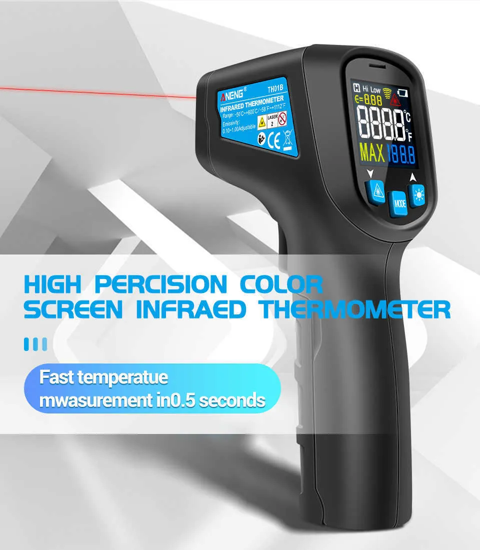 ANENG TH01B Digital Infrared Thermometer Laser Temperature Sensor Gun ...