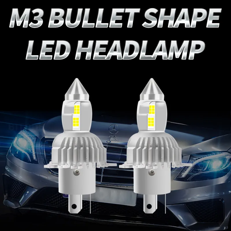 M3 LED Headlight Bulbs H4 H4L 6500K Bright White High Beam, Universal ...