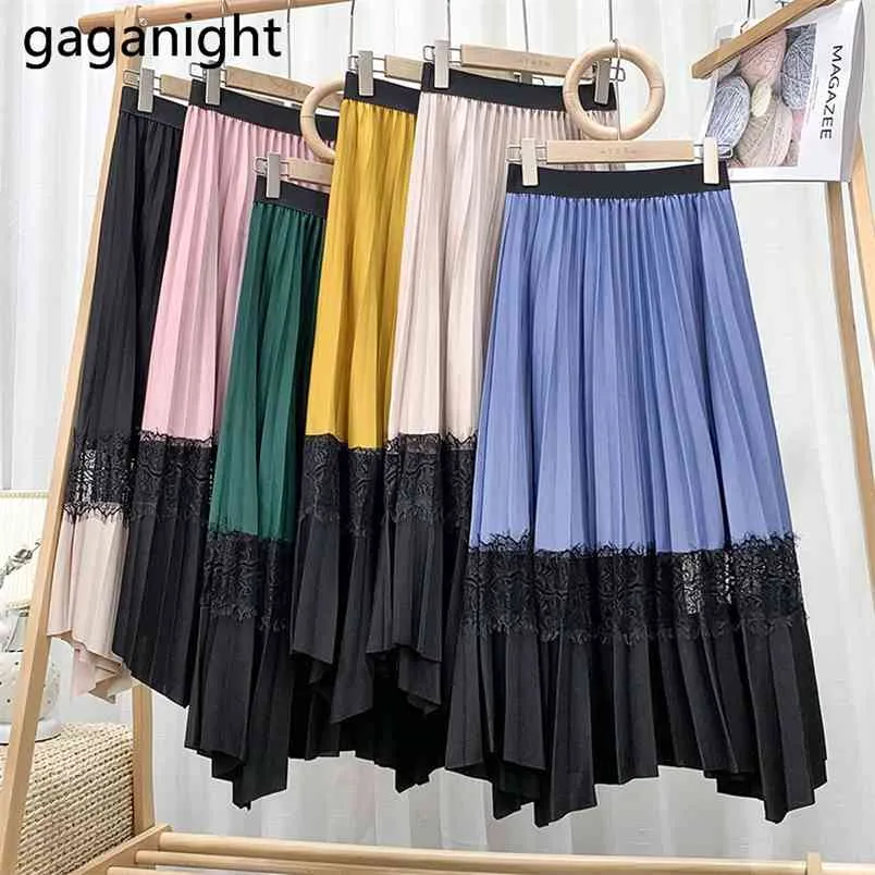 Elegant Lace Patchwork Long Skirt - High Waist Spring Fashion, Ladies ...