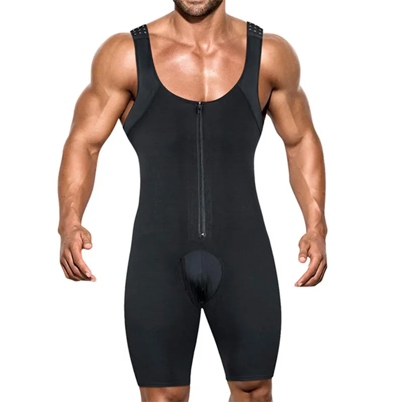 Men's Full Body Shaper - Compression Slimming Bodysuit with Zipper ...
