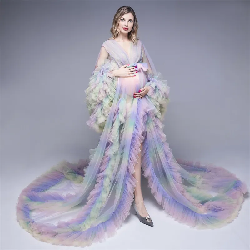 Real Image Rainbow Pregnant Women Robe Photography Sleepwear Custom ...