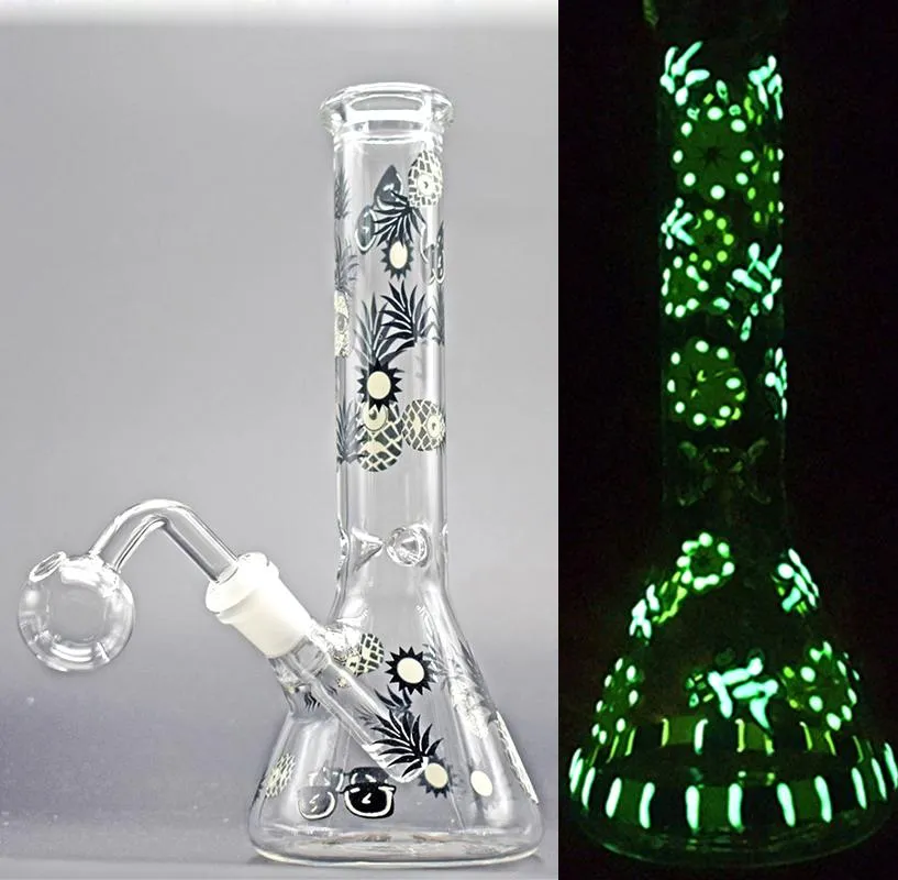 Glow In The Dark Glass Bong With Downstem TriangleThick Pyrex Dab Oil ...