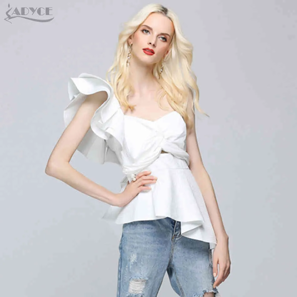 Runway-Ready: Sexy White One-Shoulder Crop Top - Strapless Ruffle ...