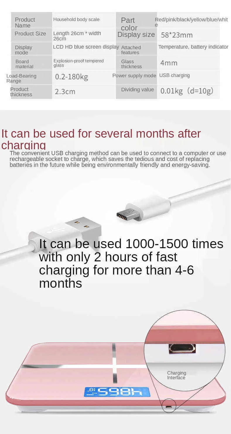 Rechargeable Electronic Weight Weight Watchers Scale Household Human ...