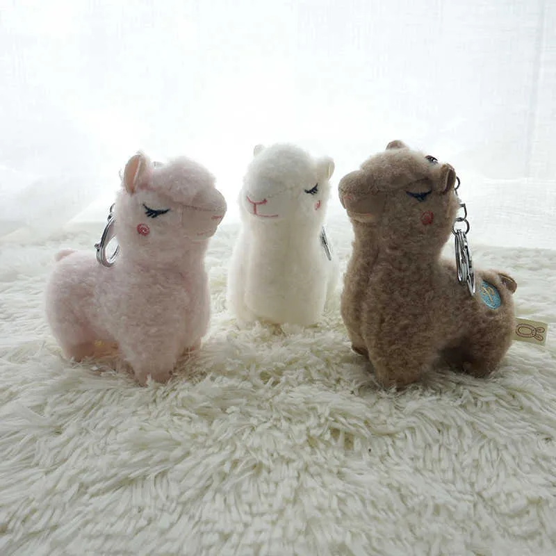 Animal Plush Keychain: Soft Cotton Alpaca Stuffed Doll Keyring Rainbow ...