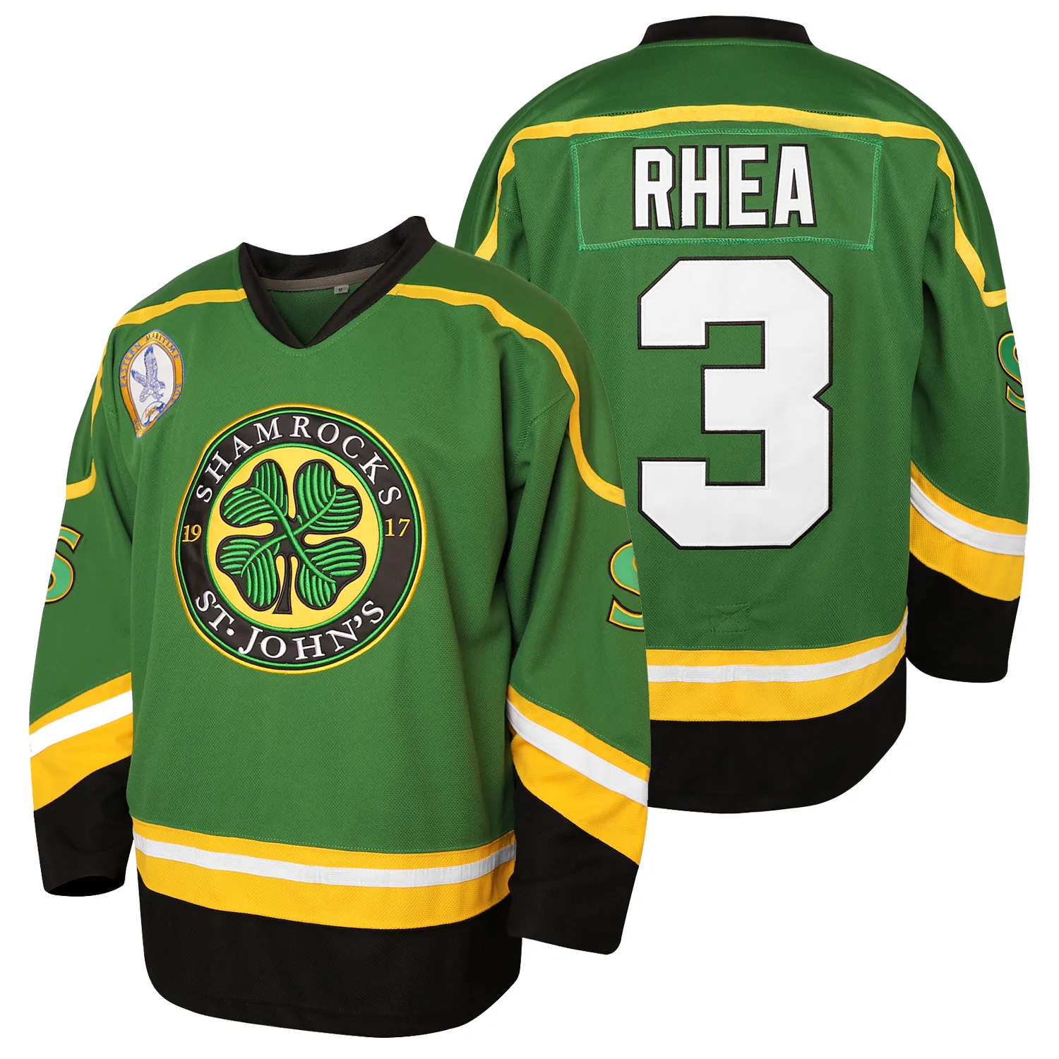 Mens #3 Ross Rhea St. JohnS Shamrocks Hockey Jersey 100% Stitched ...