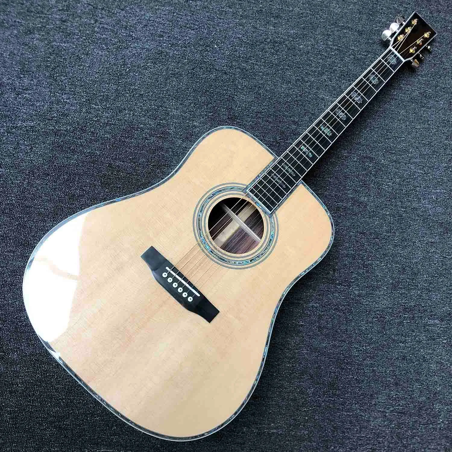 Custom Solid Spruce Top Rosewood Back Side 45d Round Acoustic Guitar