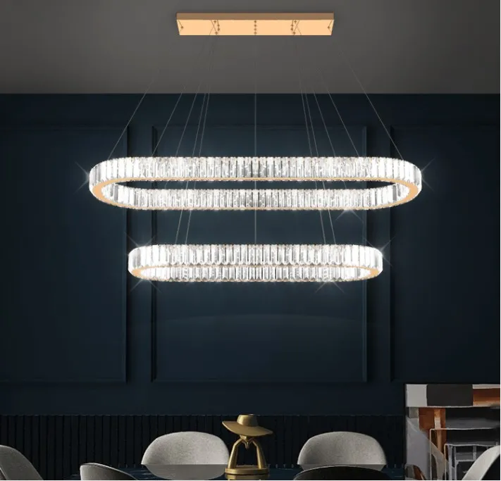 Modern K9 Crystal Decorative Led Ceiling Lamps Chandeliers Fixtures Deco Chambre Hanging Light ...