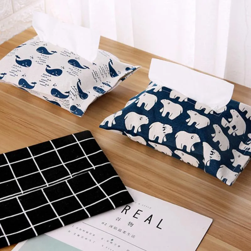 Tissue Boxes & Napkins Box Japanese Style Cotton Linen Paper Towel ...