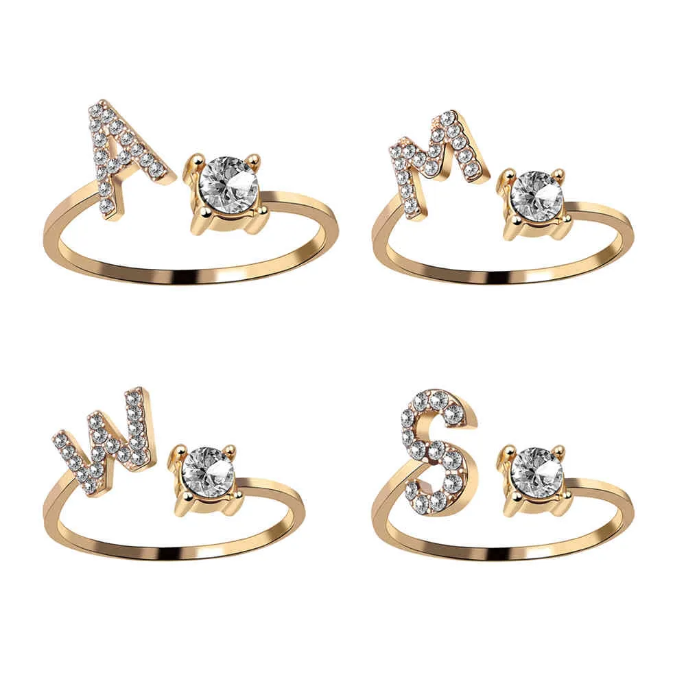 Personalized Initial Ring - Gold Letter Ring Adjustable, Trendy ...