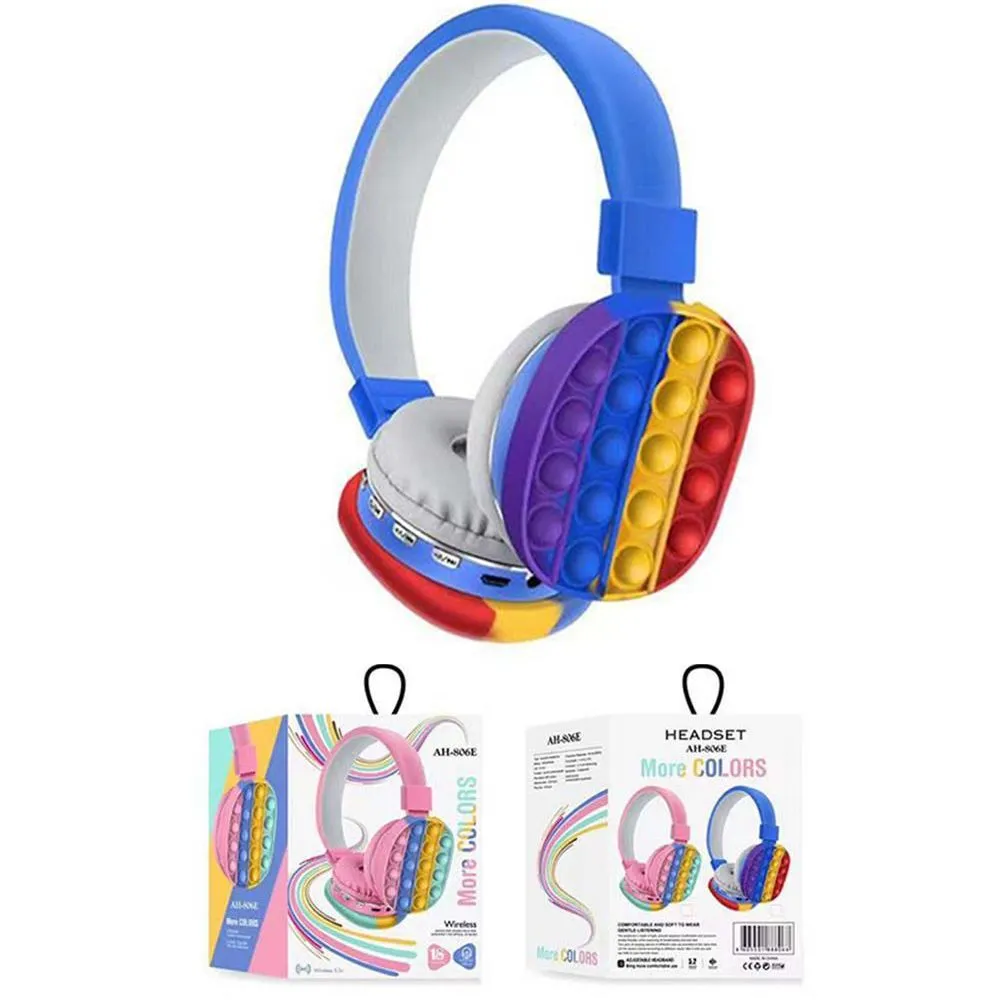 Popite Fidget Toys Bluetooth Headphones With TF Card Slot, Rainbow ...