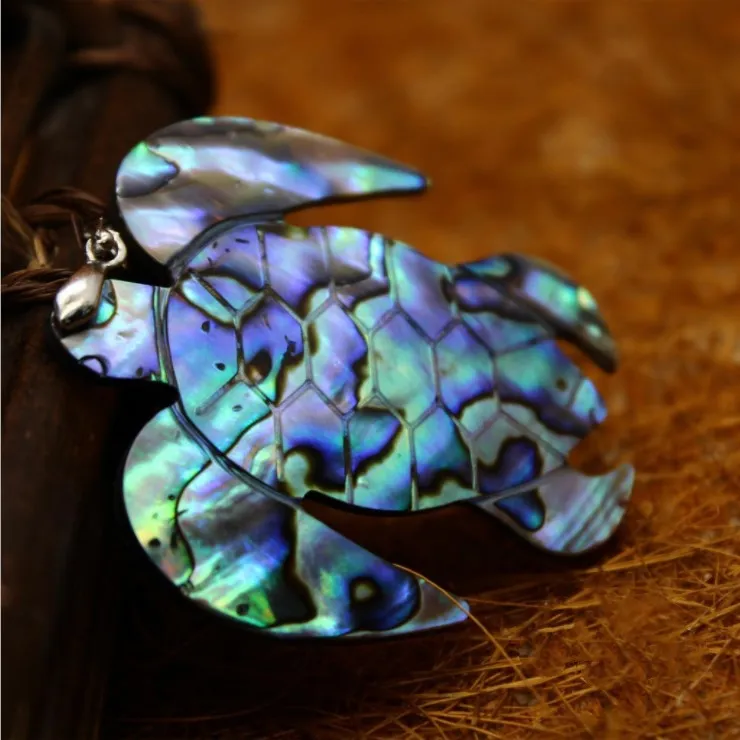Green Sea Turtle Paua Shell Pendants - Beach Jewelry Set - Ocean ...