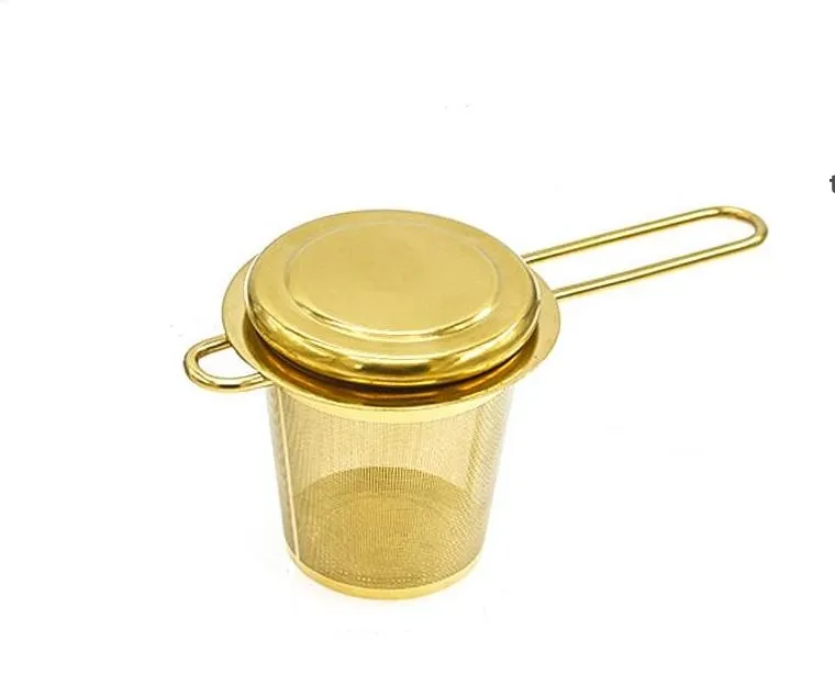 Stainless Steel Gold Tea Strainer Folding Foldable Gold Tea Infuser ...