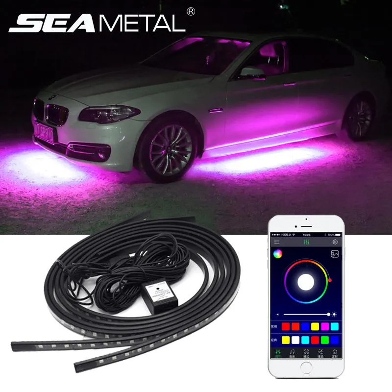 12V RGB LED Undercar Wheel Lights With Flexible Strip And APP/Remote Control For Colorful ...
