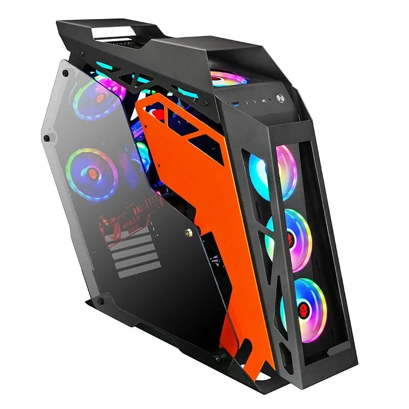 High End Orange Glass Gaming Desktop Rgb Gaming Pc Case Withassis From ...