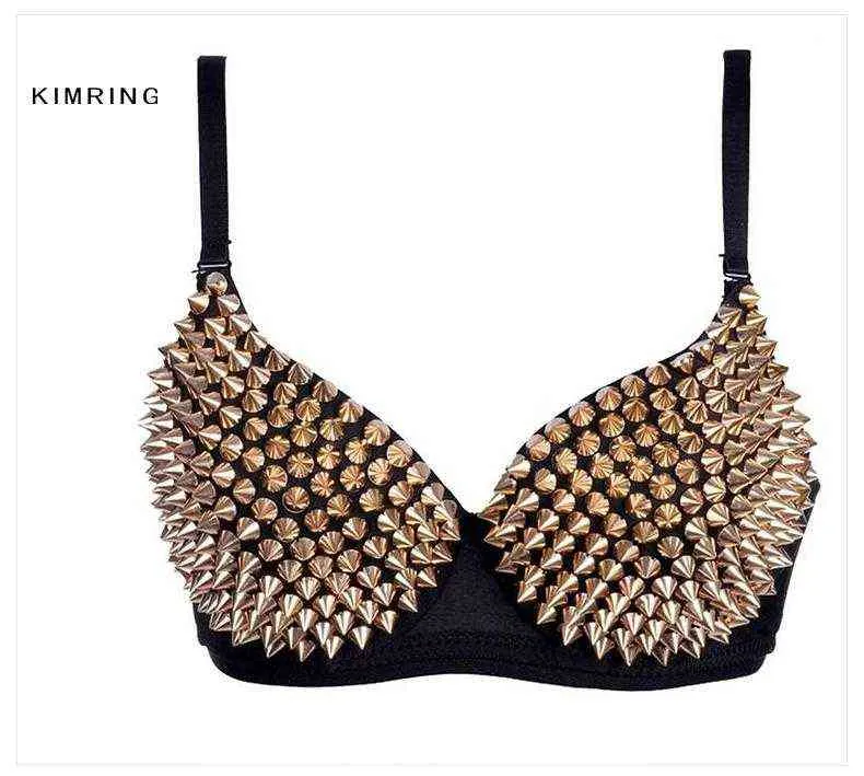 Nxy Sexy Set Kimring Fashion Rivets Bra Sexy Womens Clubwear Push Up S
