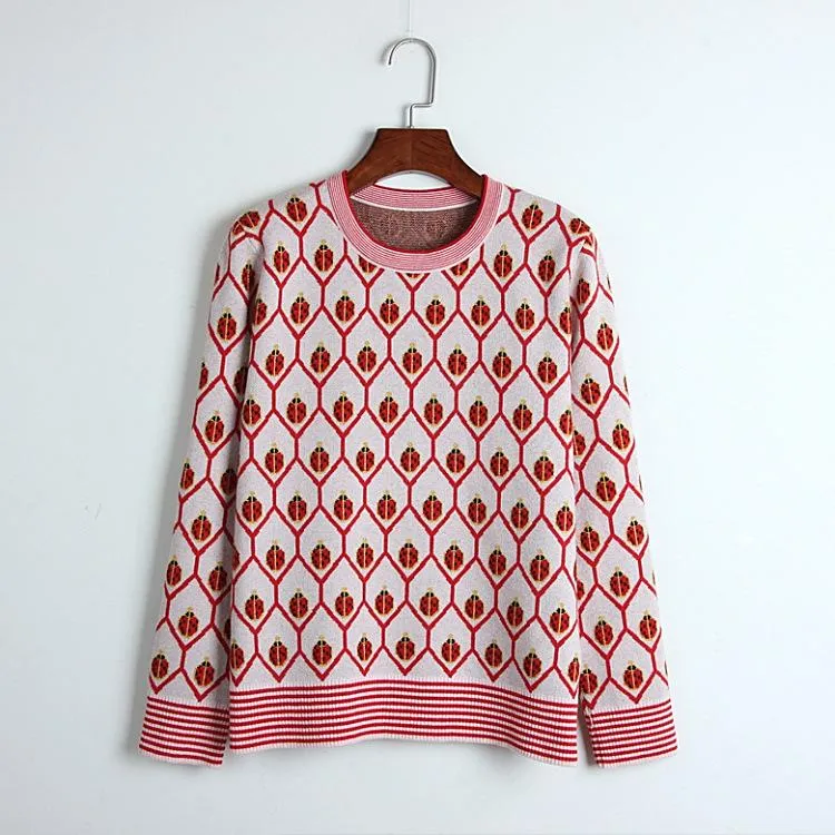 DHgate.com:Women's Sweaters 2021 Autumn Winter Ladybird Print Women ...
